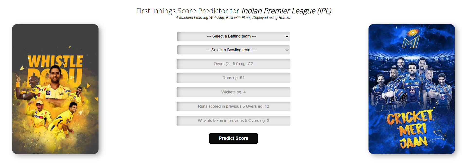 GitHub - shreyask3/Cricket-score-prediction-app: This web app gives ...