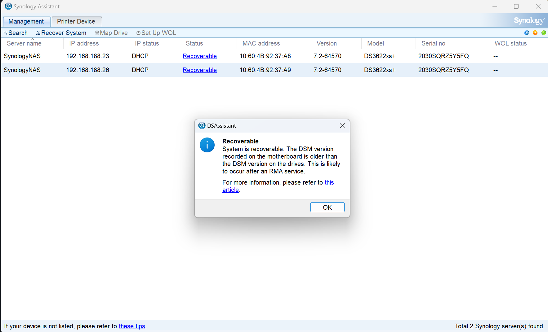 DS3622xsp-7.2.0-64570 - Stuck in Recover · Issue #351 · pocopico/tinycore-redpill · GitHub