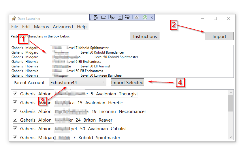 Importing Characters - Echostorm44/DaocLauncher GitHub Wiki