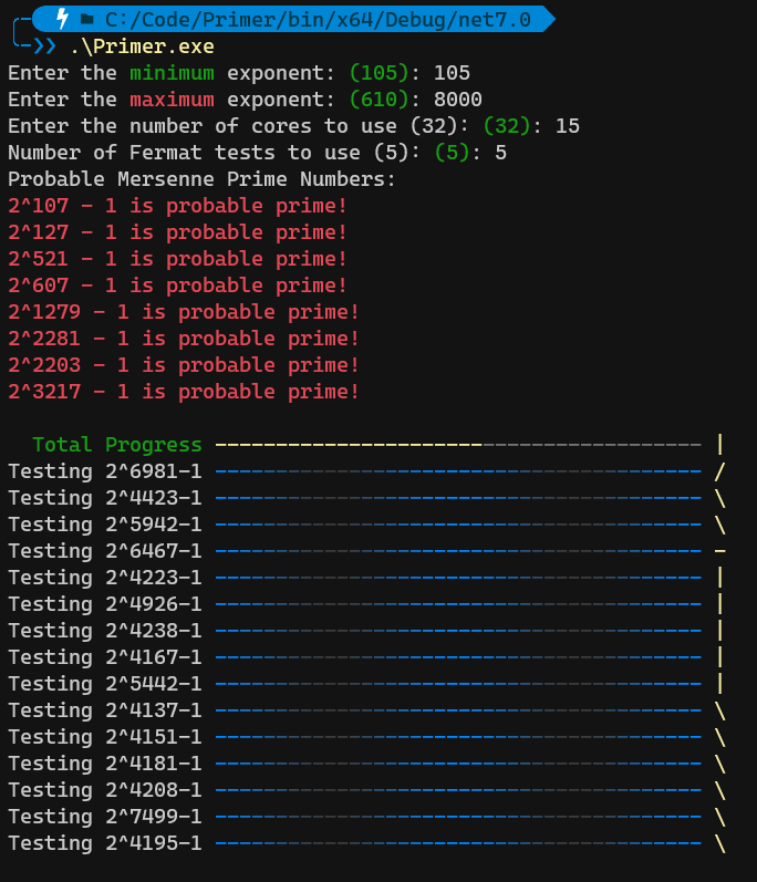 GitHub - Echostorm44/Primer: A parallel processing console application for finding Mersenne ...
