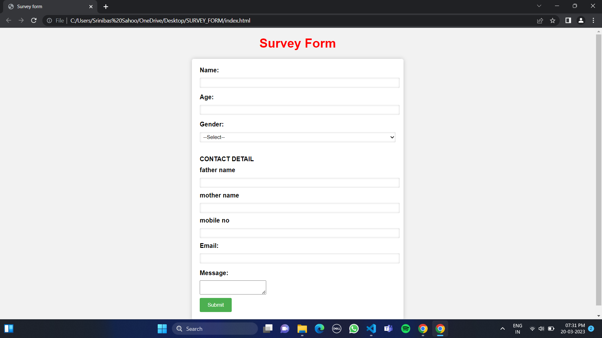 GitHub - Srinibas123/AscentAcademy_SurveyForm: Survey form to gather information from the users ...