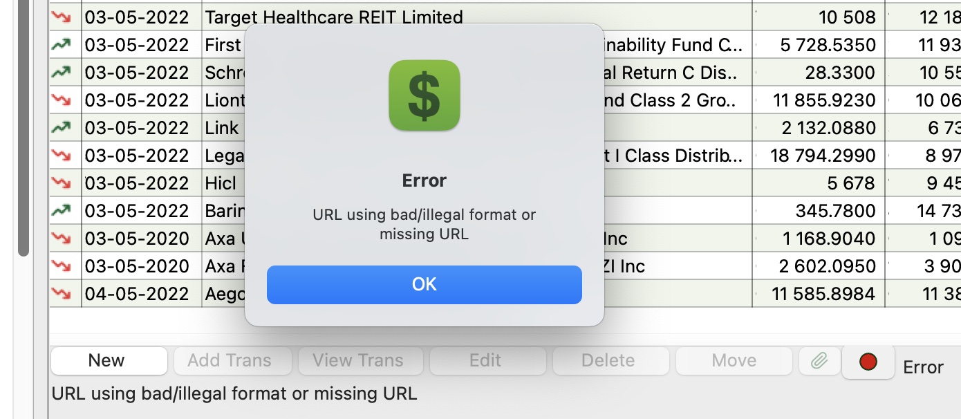 Refresh Stock Prices From Yahoo Error Url Using Bad Illegal Format Or Missing Url 6040