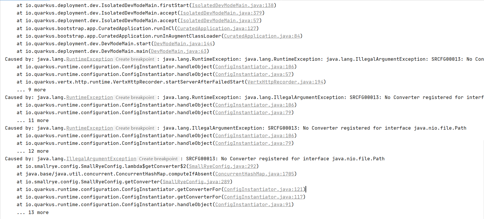 SRCFG00013: No Converter registered for interface java.nio.file.Path · Issue #15425 · quarkusio ...