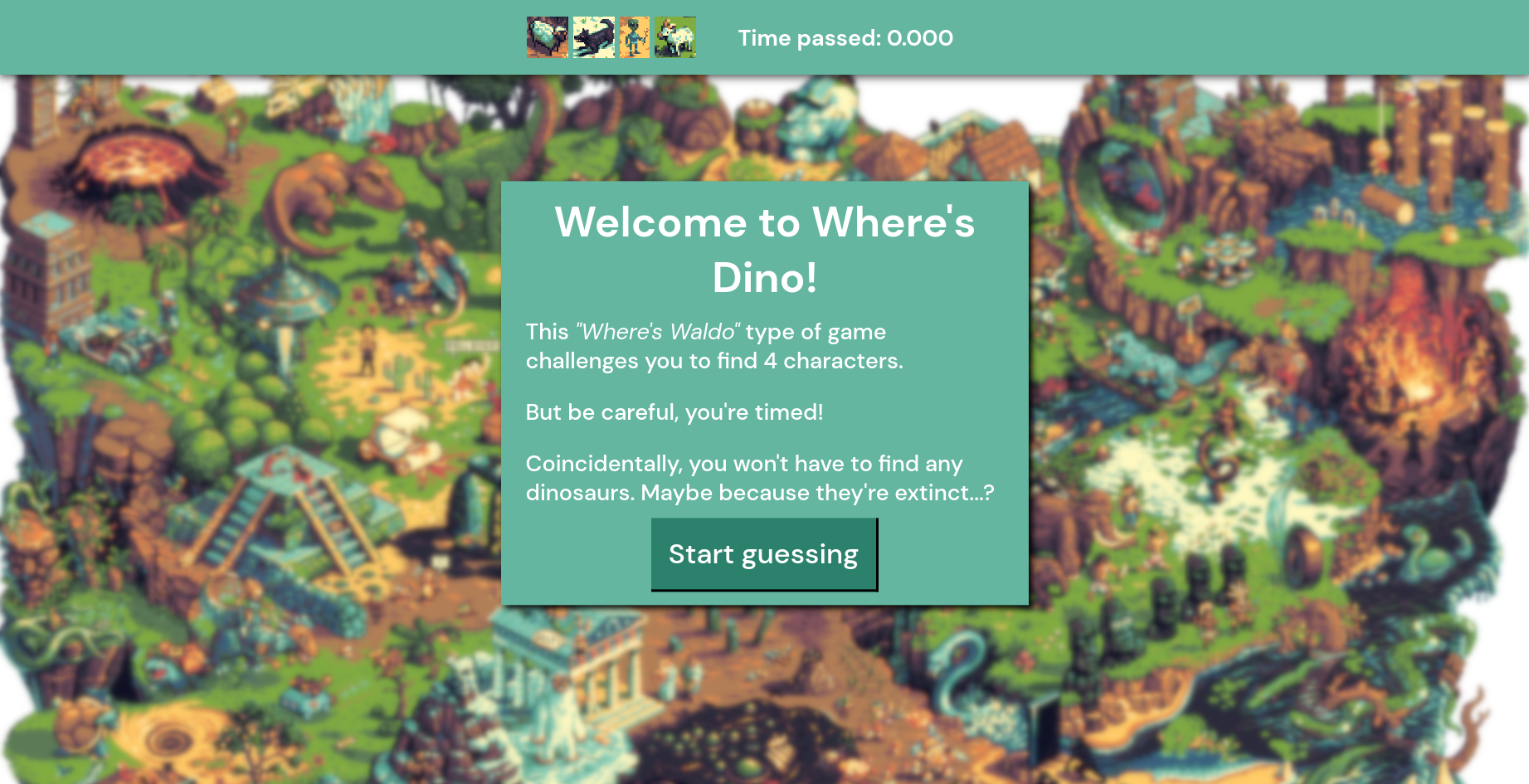 GitHub - hebiscus/wheres-dino: Where's Waldo type of game where players have to spot 4 characters.