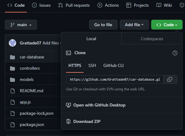 GitHub - Grattade07/car-database