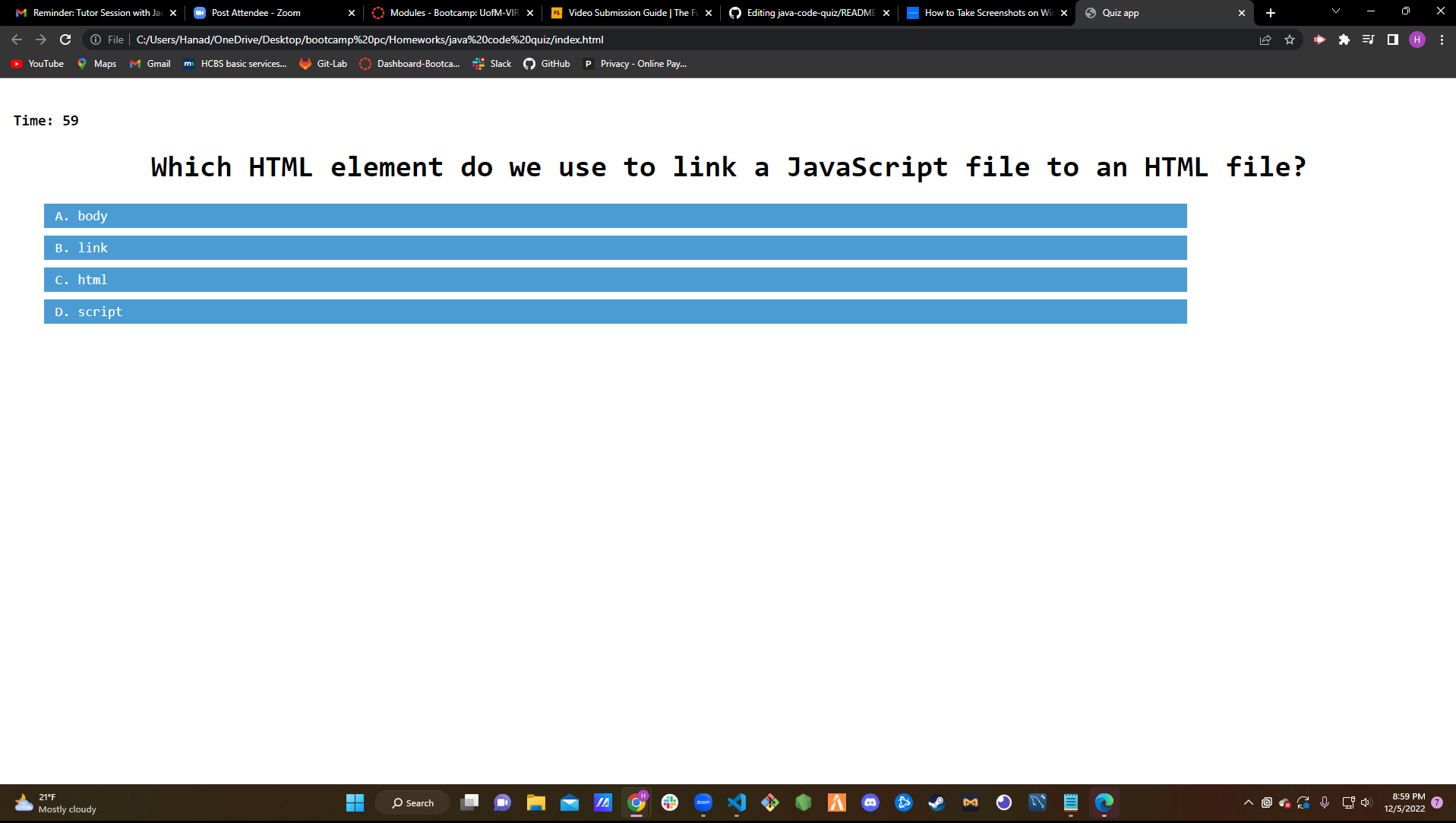 GitHub - Hanadisse/java-code-quiz