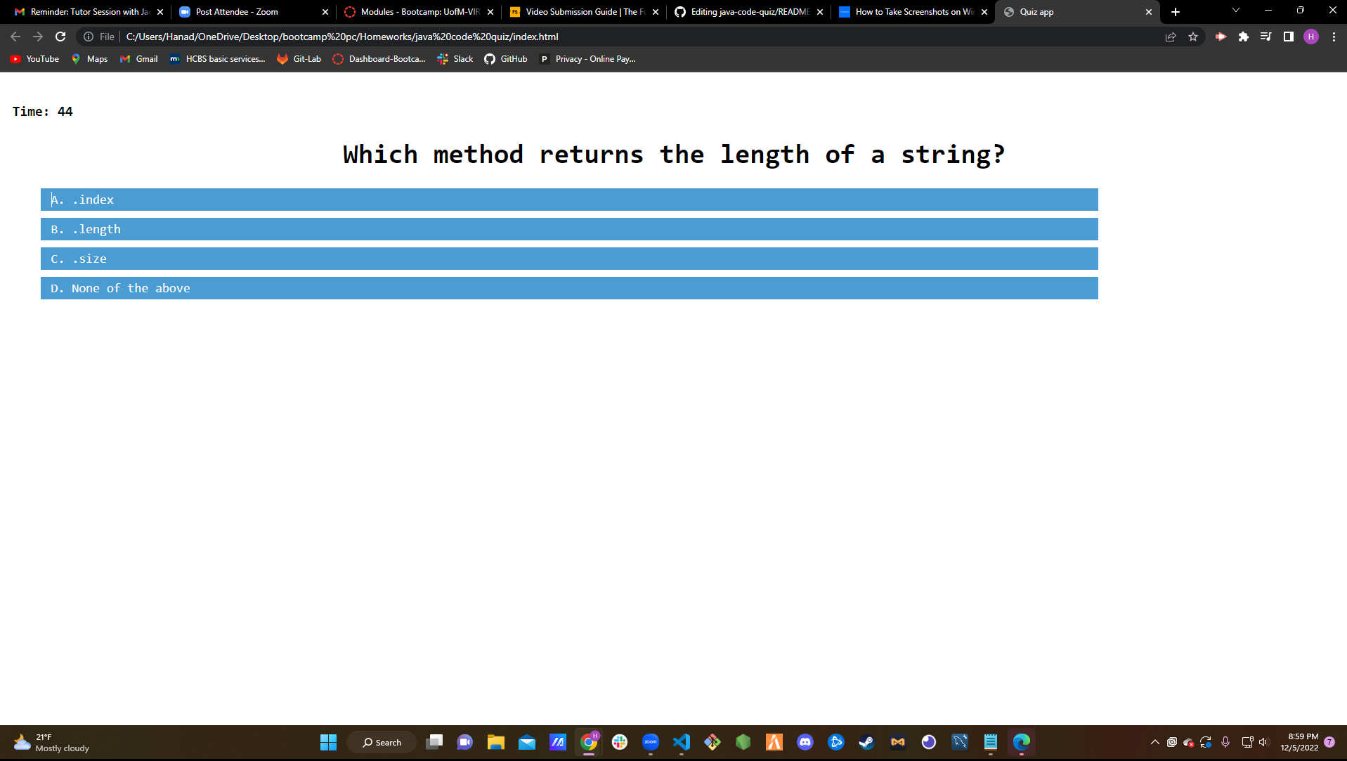GitHub - Hanadisse/java-code-quiz