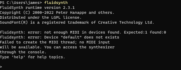 3 errors pop up anytime i run fluidsynth · Issue #1204 · FluidSynth/fluidsynth · GitHub