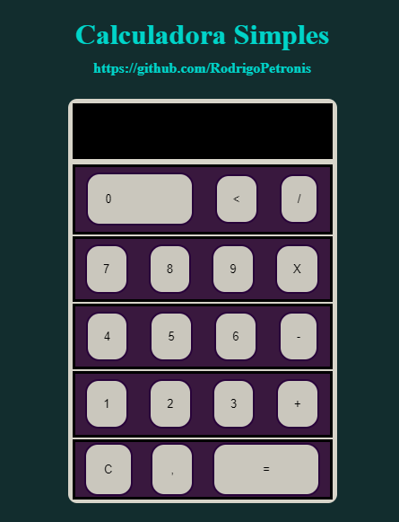 GitHub - RodrigoPetronis/calculadoraSimples: Calculadora Simples Desenvolvida usando Html Css e ...