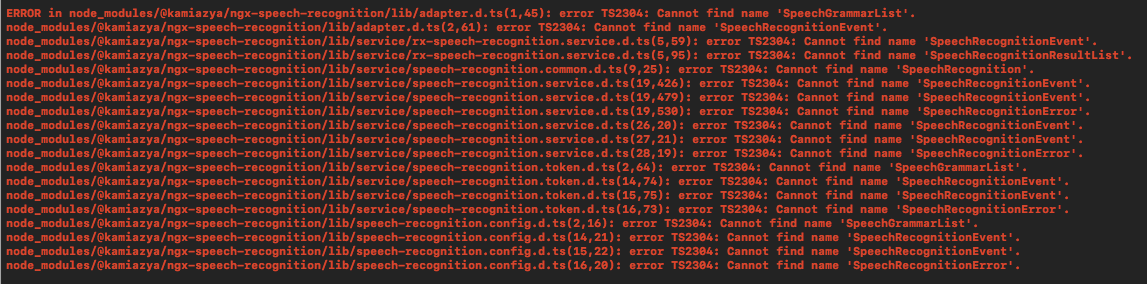 Failed to compile with Angular 6 · Issue #100 · kamiazya/ngx-speech-recognition · GitHub