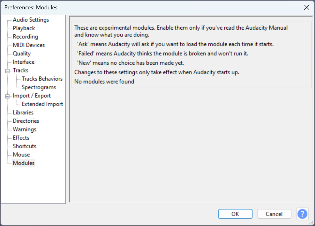 Preferences: Modules is not showing drop down list · Issue #5266 · audacity/audacity · GitHub
