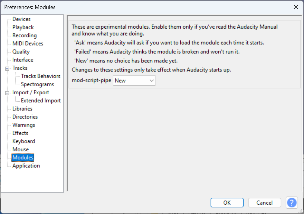 Preferences: Modules is not showing drop down list · Issue #5266 · audacity/audacity · GitHub