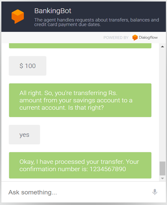 GitHub - mrabinash/ChatBot: The agent handles requests about transfers ...