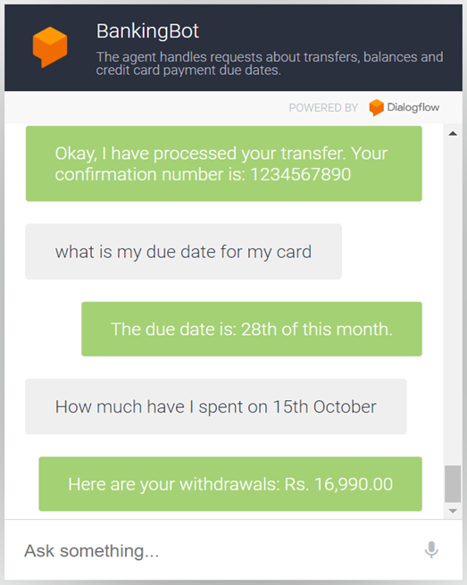 GitHub - mrabinash/ChatBot: The agent handles requests about transfers ...