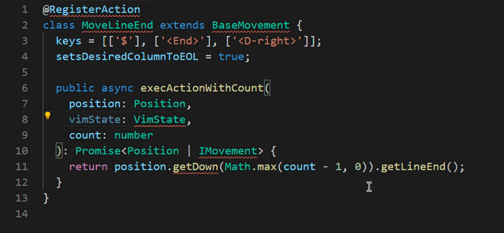 MoveLineEnd improvement · Issue #4910 · VSCodeVim/Vim · GitHub