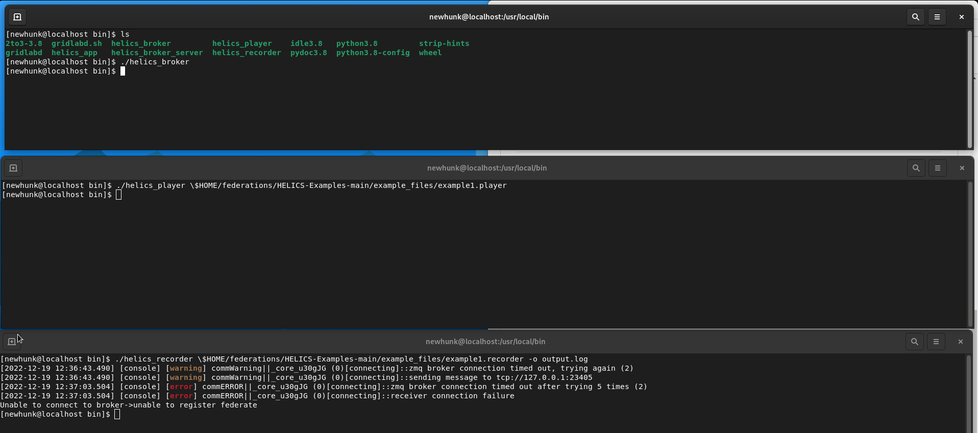 Helics Examples Issue Helics Broker Shuts Down As Soon As I Start The Player · Issue 2484