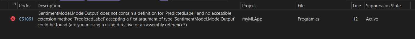 ML.NET Tutorial Issue · Issue #2150 · dotnet/machinelearning-modelbuilder · GitHub