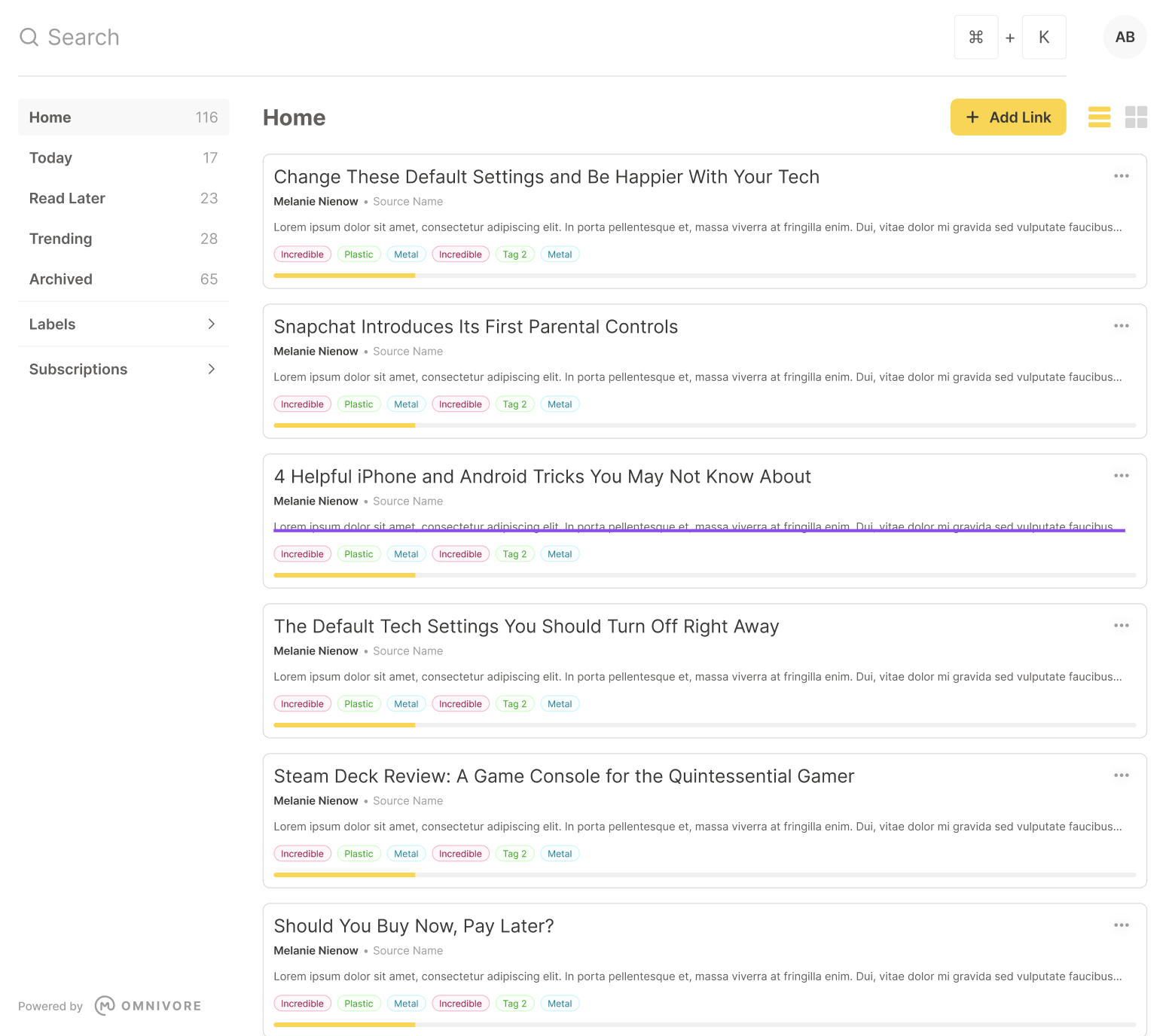 Implement List View Of Improved Library Layout · Issue 1079 · Omnivore Appomnivore · Github
