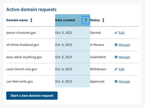 Fix padding issues in sortable table component on domain dashboard (manage.get.gov) · Issue ...