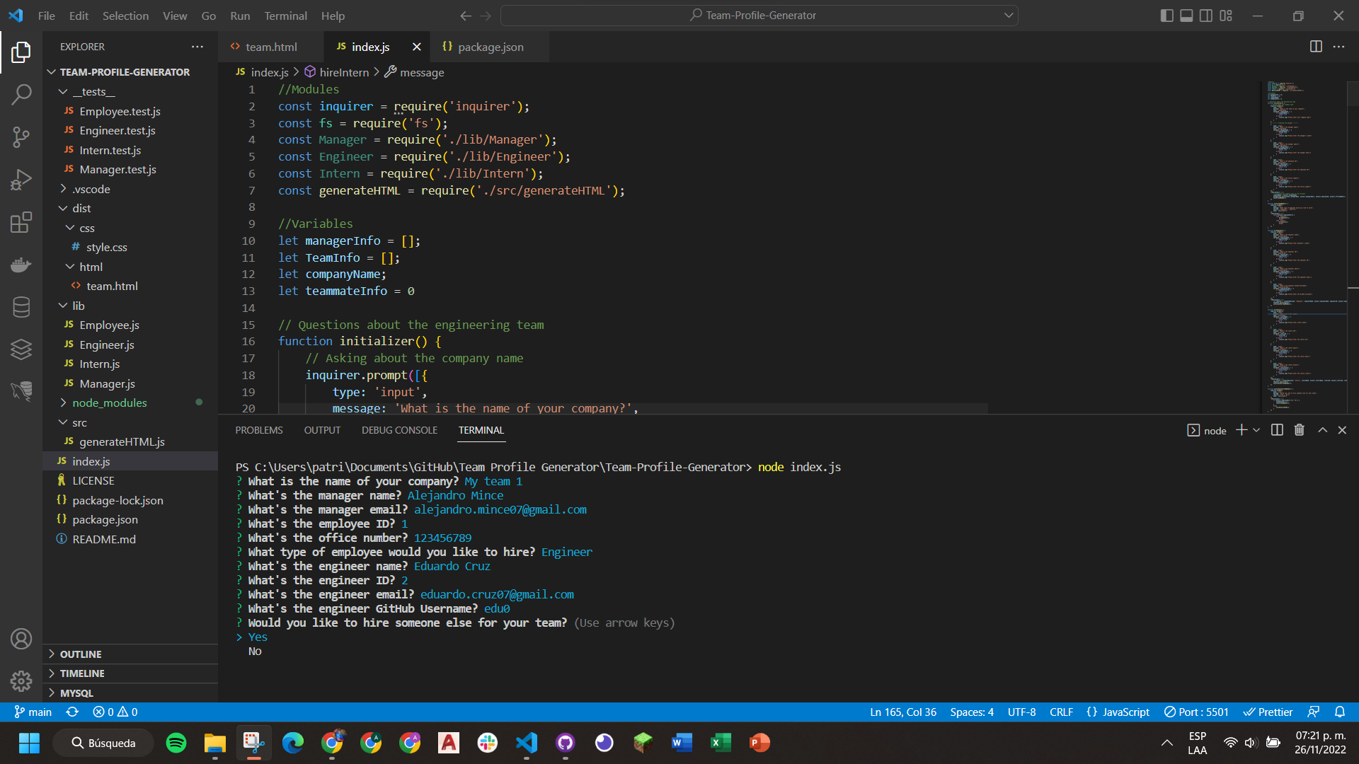 GitHub - aletsmc07/Team-Profile-Generator: Challenge 10