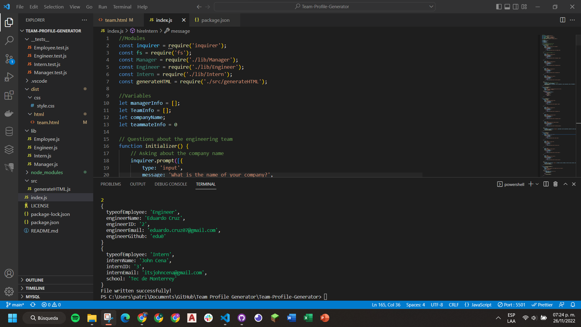 GitHub - aletsmc07/Team-Profile-Generator: Challenge 10