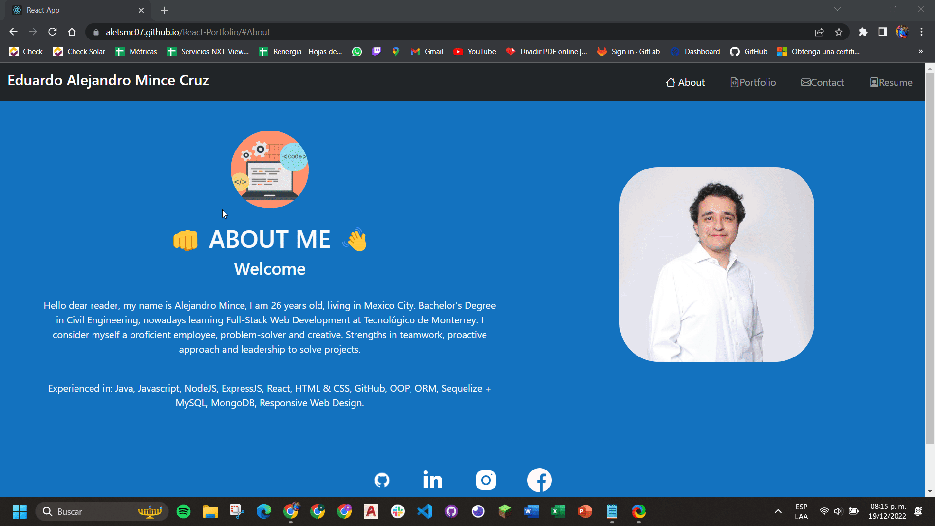 Github Aletsmc07 React Portfolio