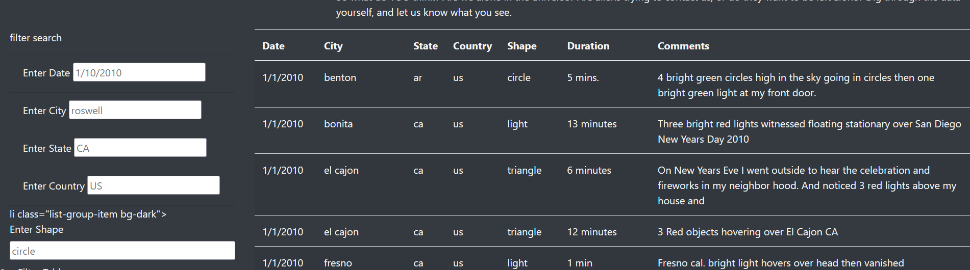 GitHub - Kidesth/UFOs: UFOs using Javascript build Daynamic wabpage. And customize tools that is ...