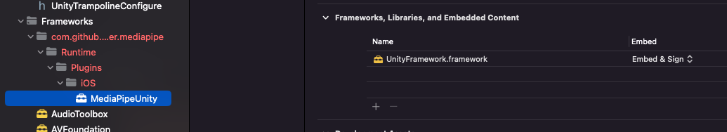 [IOS] Always needing to drag+drop MediaPipeUnity.framework to General>Frameworks, Libraries and ...