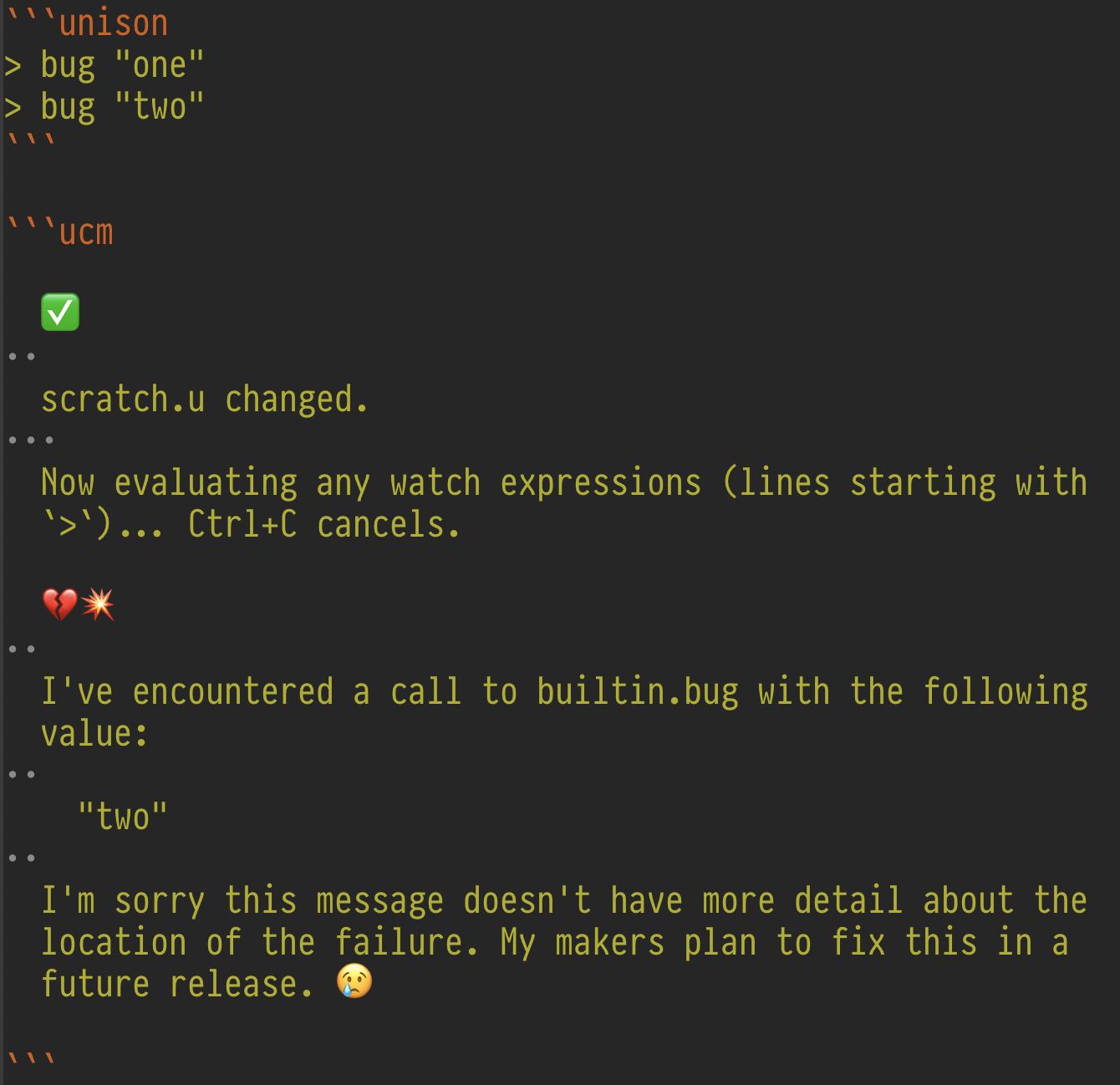 Watch expressions not executed in order in transcript? · Issue #1075 · unisonweb/unison · GitHub