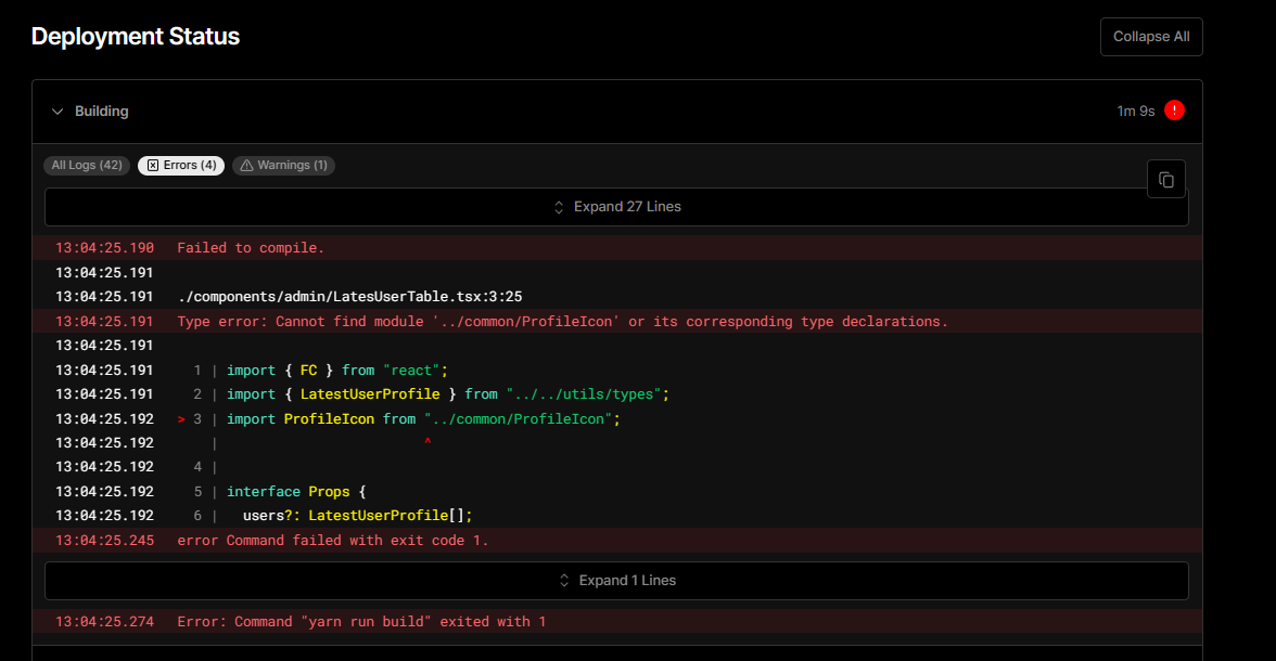 I'm facing a build issue in the Vercel CI/CD which I'm not getting in the Local Build · vercel ...