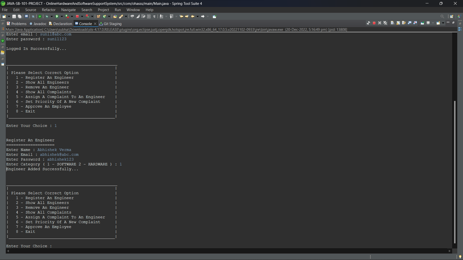 GitHub - abishekatl/Online-Hardware-And-Software-Support-System: A console based Online Hardware ...