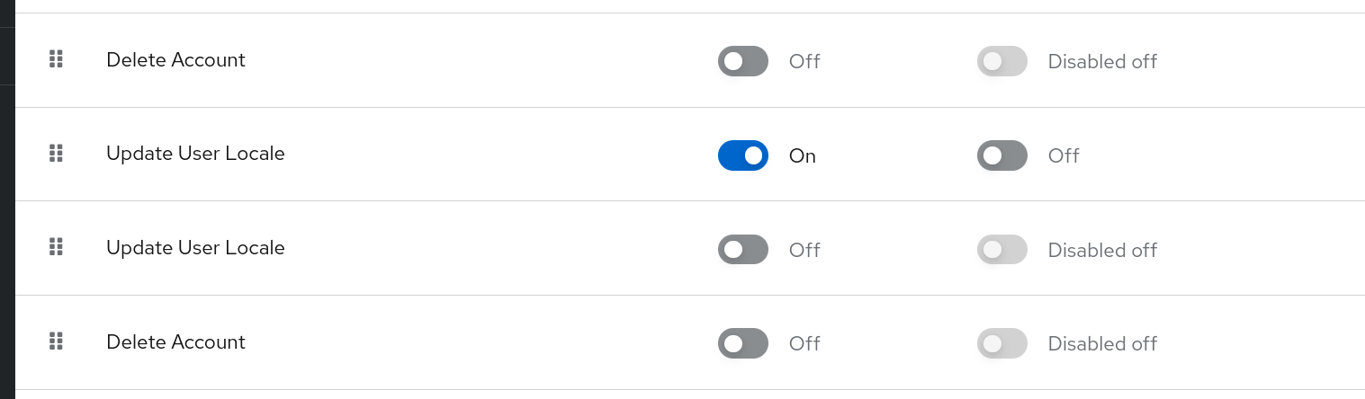required actions update user locale & delete account showing up twice in admin panel after ...