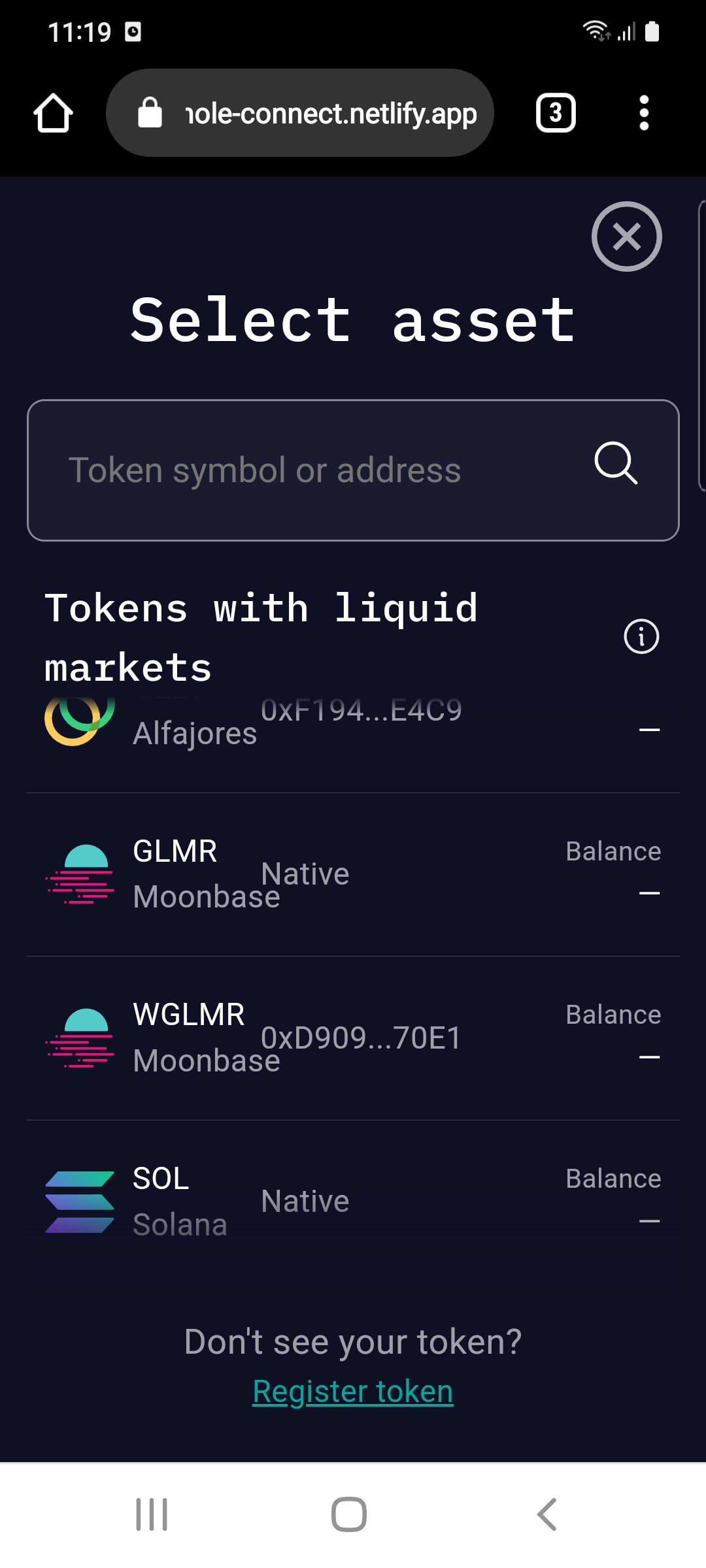 [QA] Token name and wallet number overlap on “Select wallet” screen on mobile · Issue #83 ...