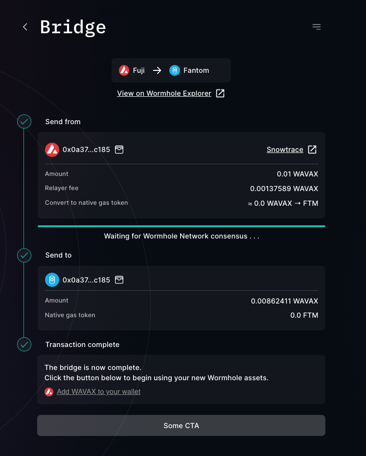 [QA] Sometimes progress bar "Waiting for Wormhole Network consensus" is displayed for already ...