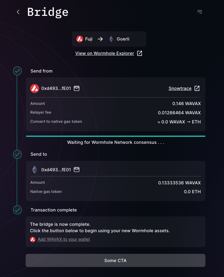 [QA] Sometimes progress bar "Waiting for Wormhole Network consensus" is displayed for already ...