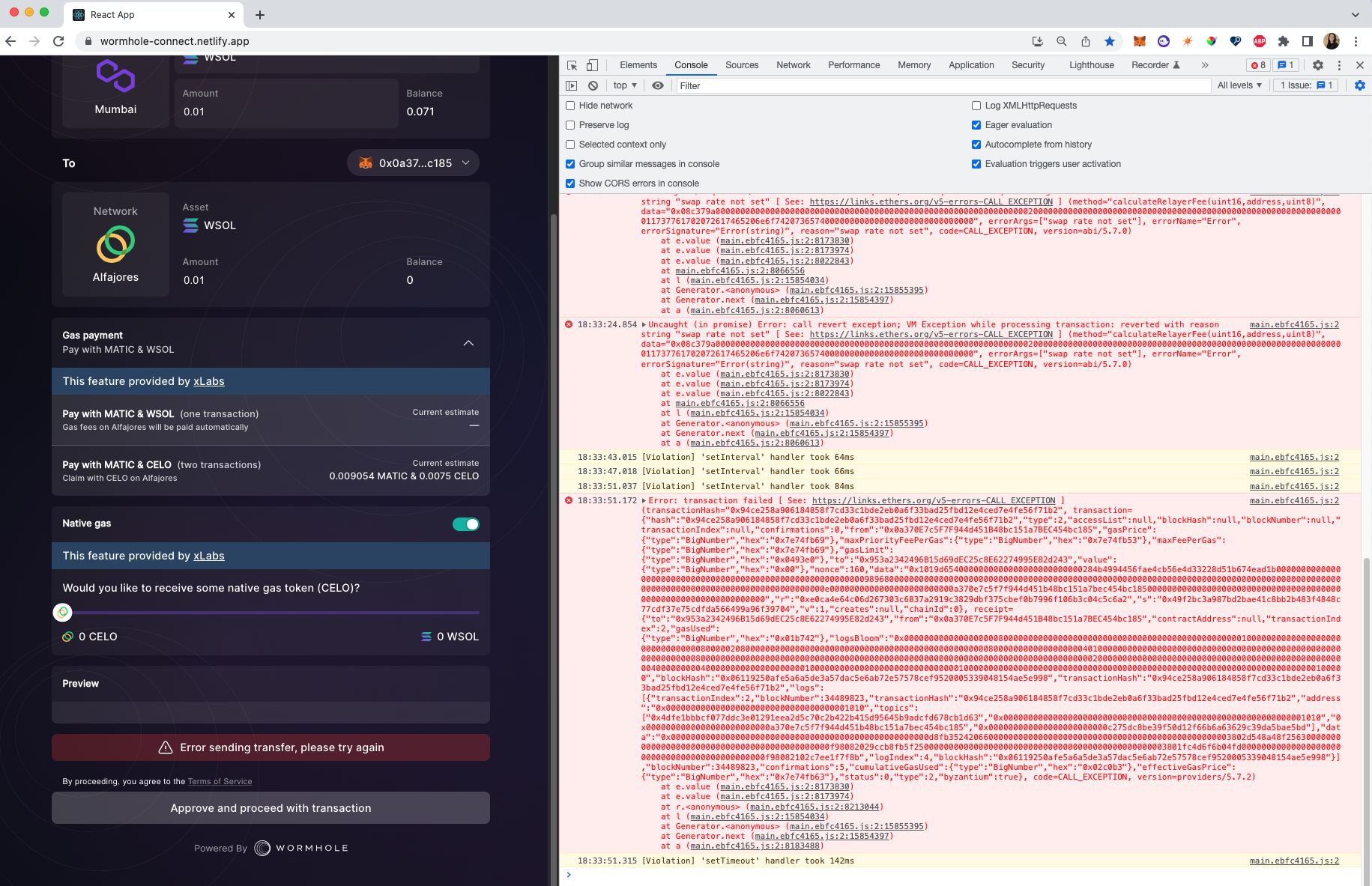 [QA] Error “swap rate not set” appears in Console · Issue #348 · wormhole-foundation/wormhole ...