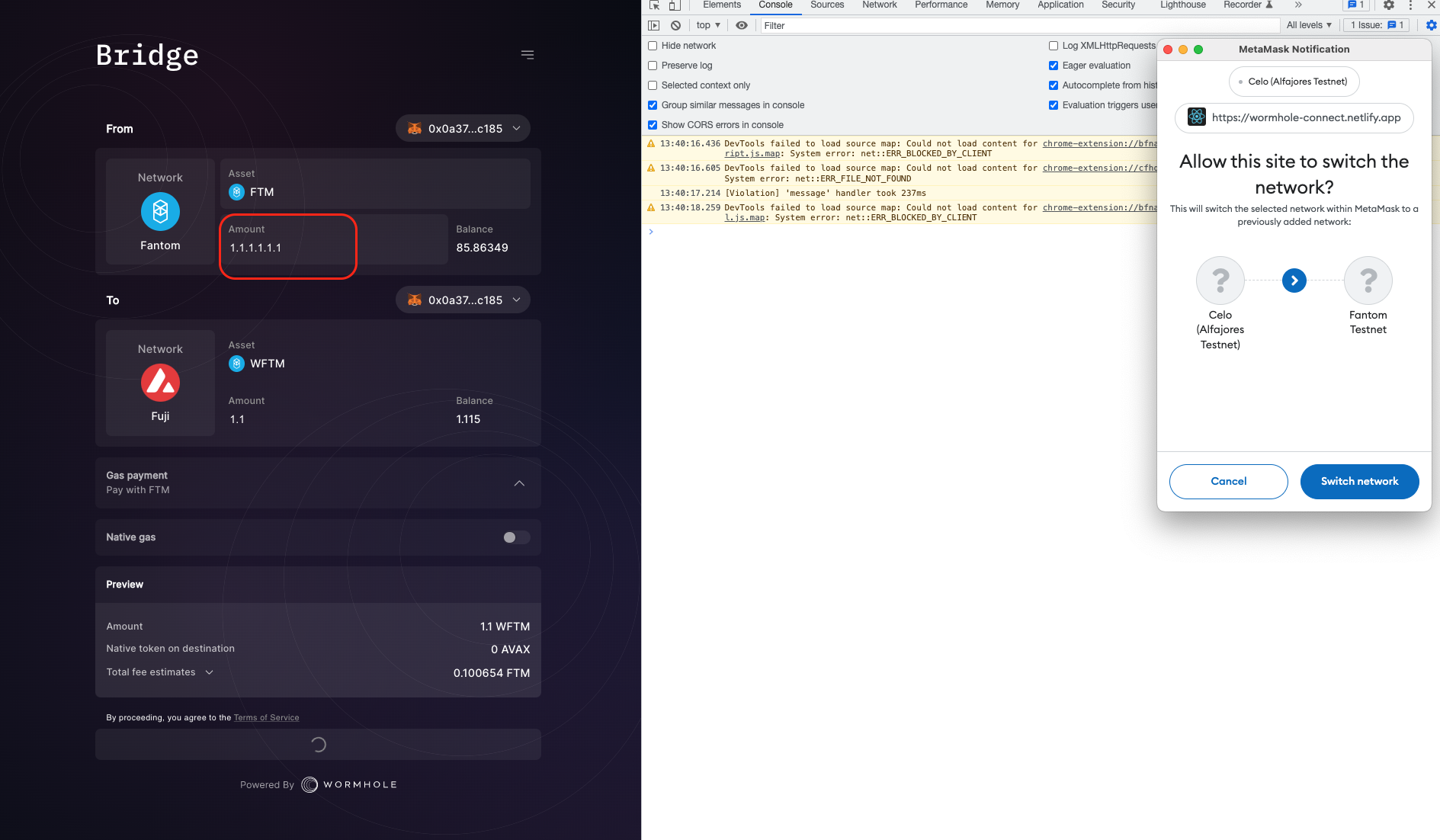 [QA] User is able to enter incorrect value in Amount field · Issue #427 · wormhole-foundation ...