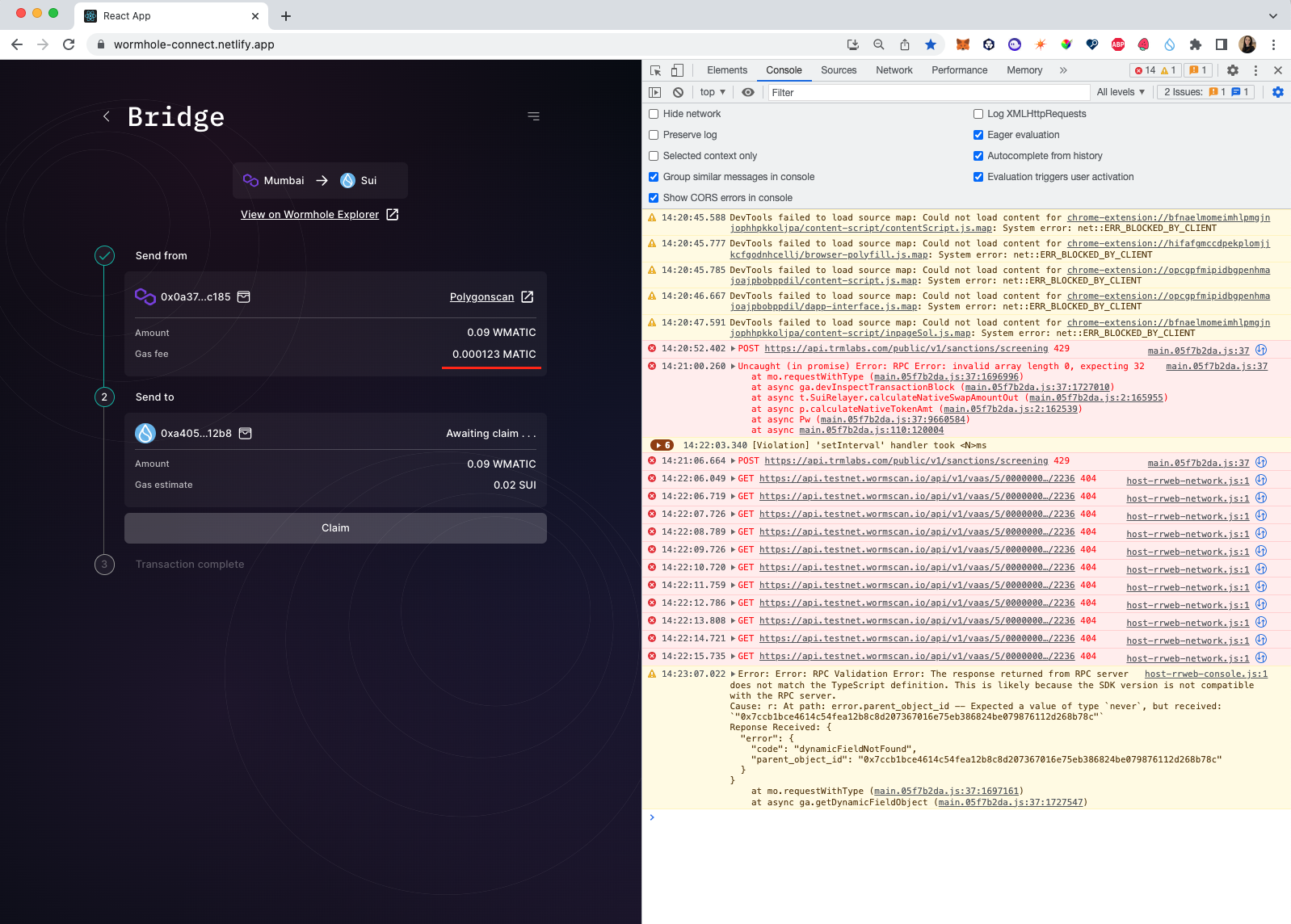 [QA] “Source chain gas estimate” is much different from actual gas fee · Issue #583 · wormhole ...