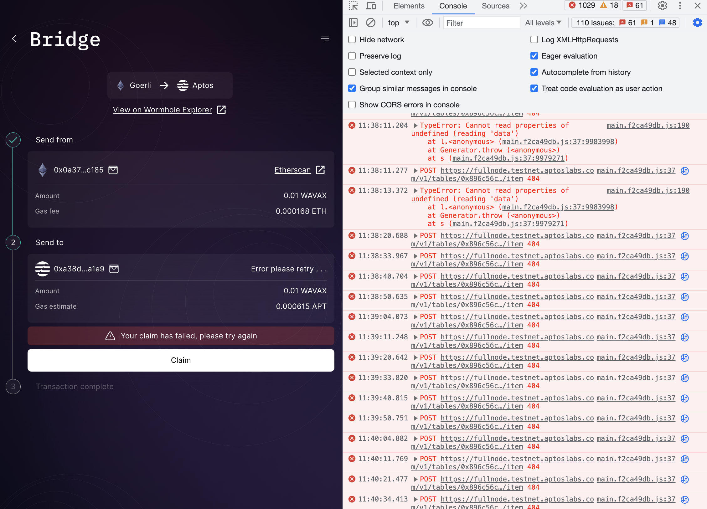[QA] [Nightly wallet] User is not able to Claim token · Issue #669 · wormhole-foundation ...