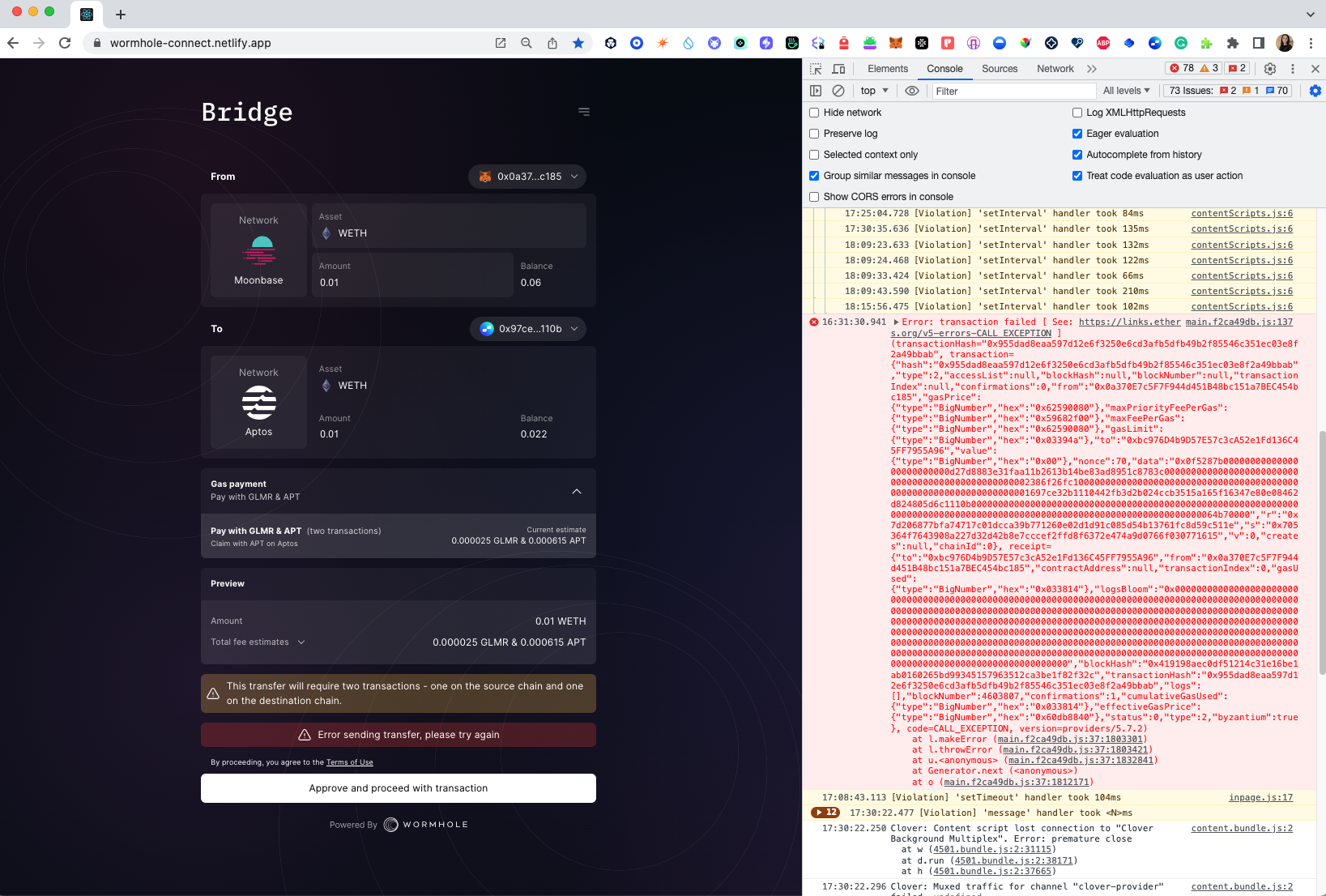 [QA] User is not able to send wrapped assets from Moonbase to Aptos · Issue #719 · wormhole ...