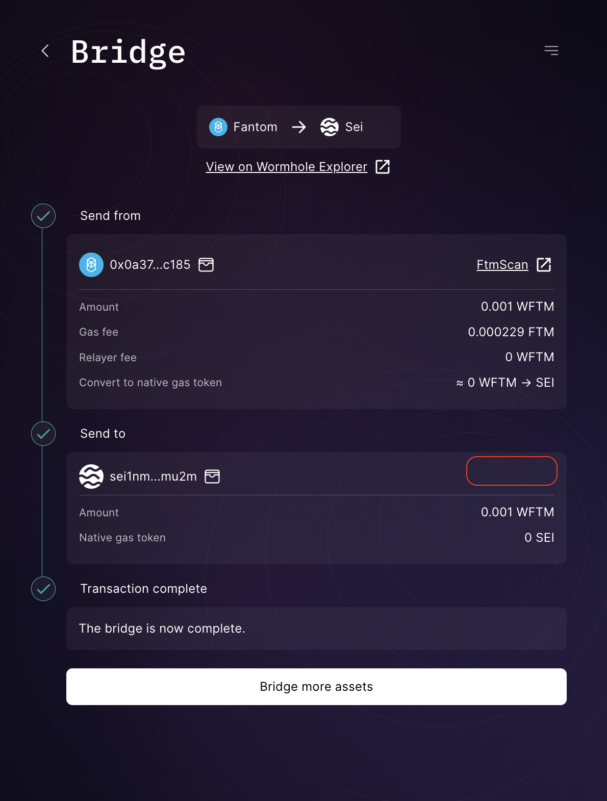 [QA] Link to Sei explorer is not displayed in 'Send to' section on Redeem screen · Issue #642 ...
