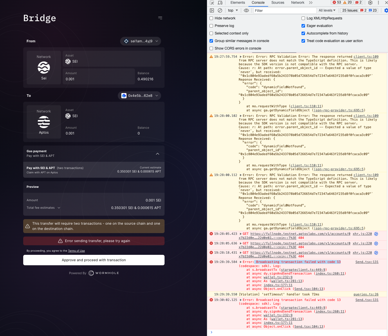 Qa Transactions From Sei Fails · Issue 762 · Wormhole Foundationwormhole Connect · Github