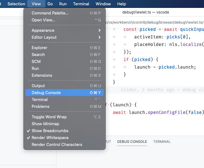 Move debug console icon into ... menu · Issue #112755 · microsoft ...