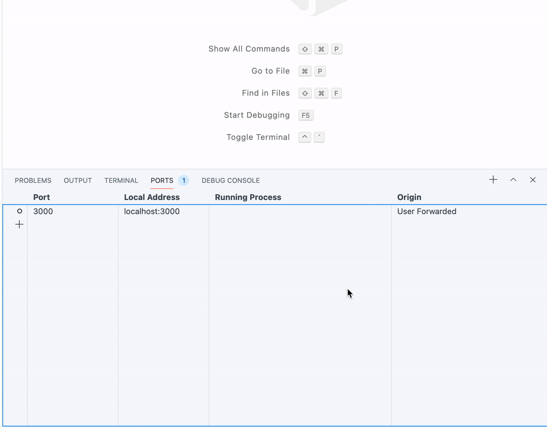 Pressing enter on a row with a port is showing the input box in the ...