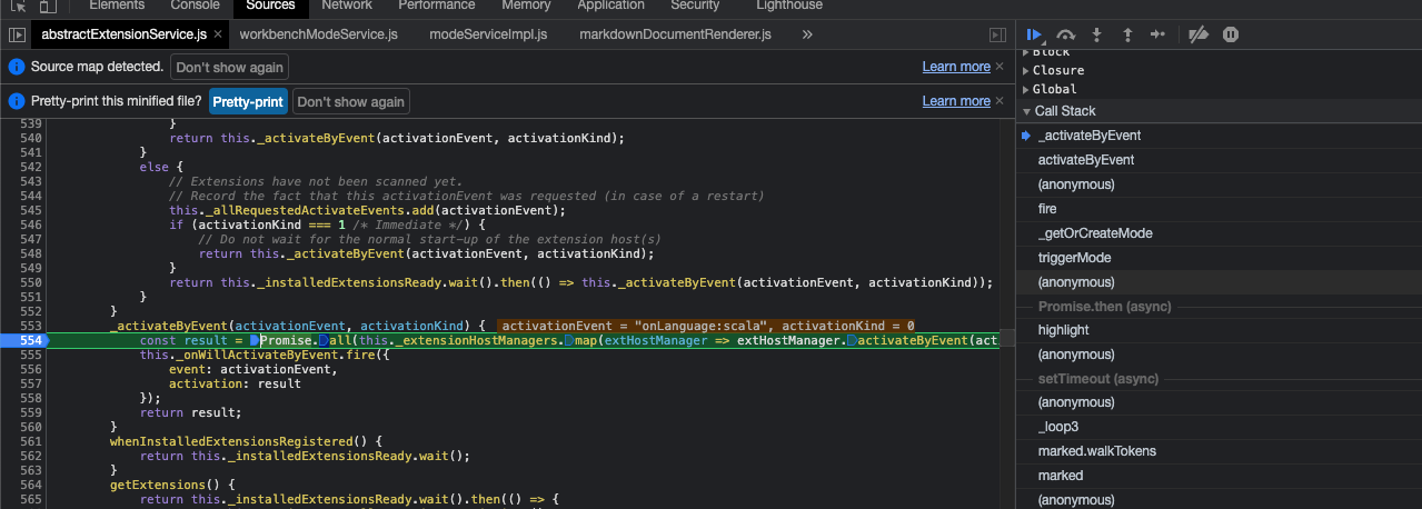Extensions get activated by visiting their Marketplace page · Issue ...
