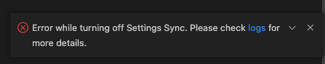 Error while turning off settings sync · Issue #162124 · microsoft/vscode · GitHub