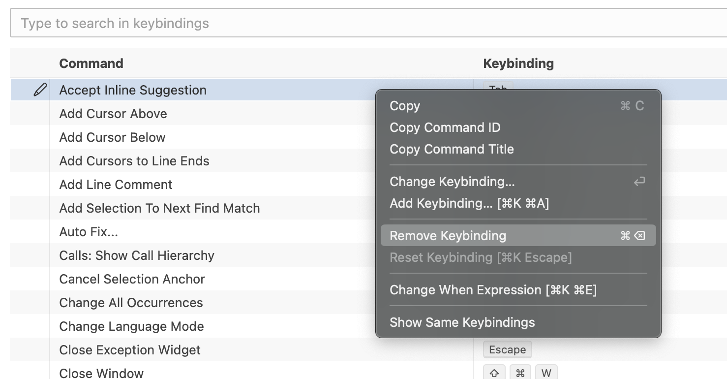 Cant Remove Keybinding · Issue 179891 · Microsoftvscode · Github