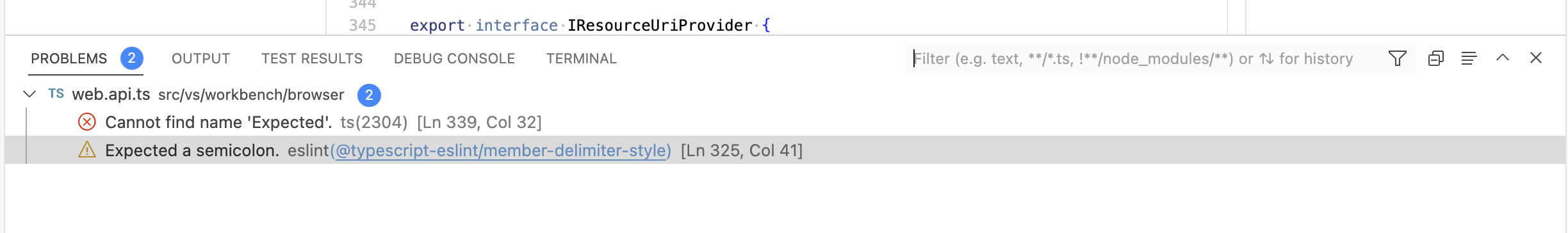 Support logical AND in problems pane filter · Issue #179908 · microsoft/vscode · GitHub