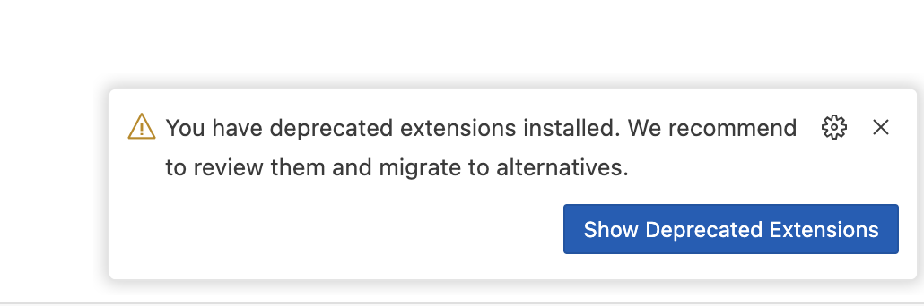 Notify users about installed deprecated extensions · Issue #179756 · microsoft/vscode · GitHub