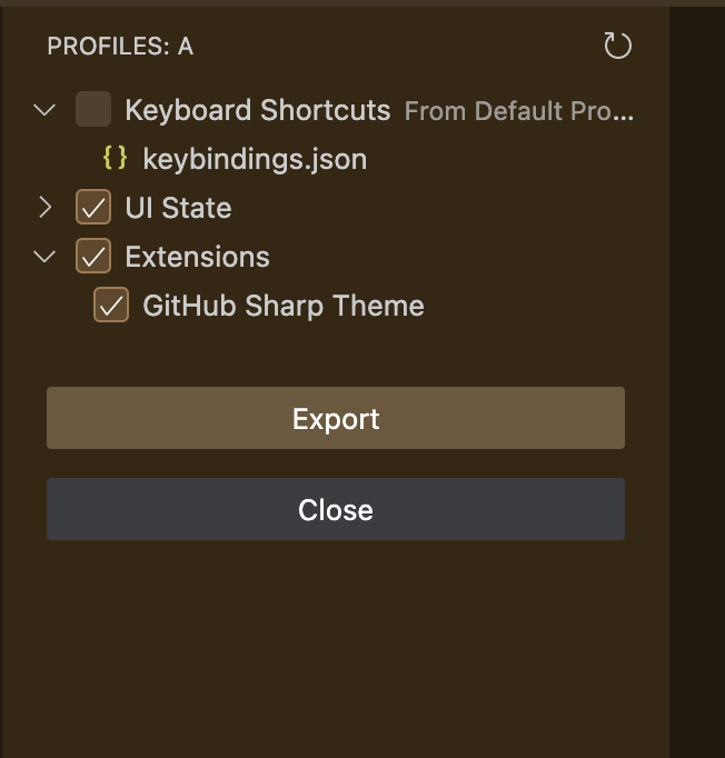 Settings are included in a partial profile export even if not enabled · Issue #188811 ...